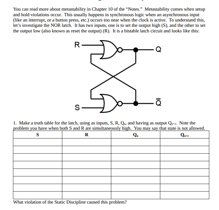 You can read more about metastability in Chapter 10 of the N̈otes ...