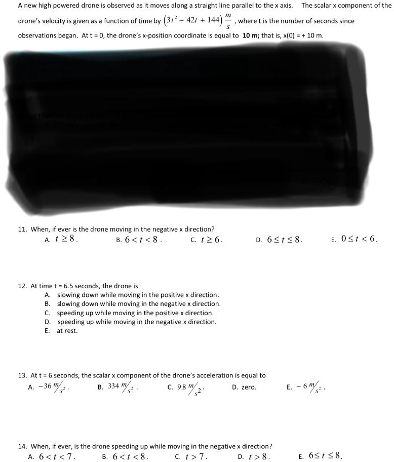 SOLVED: Anew high powered drone observed as it moves along straight ...