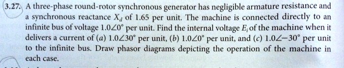 3.27. A three-phase round-rotor synchronous generator has negligible armature resistance and a ...
