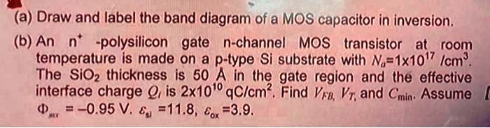 SOLVED: Texts: a) Draw and label the band diagram of a MOS capacitor in ...