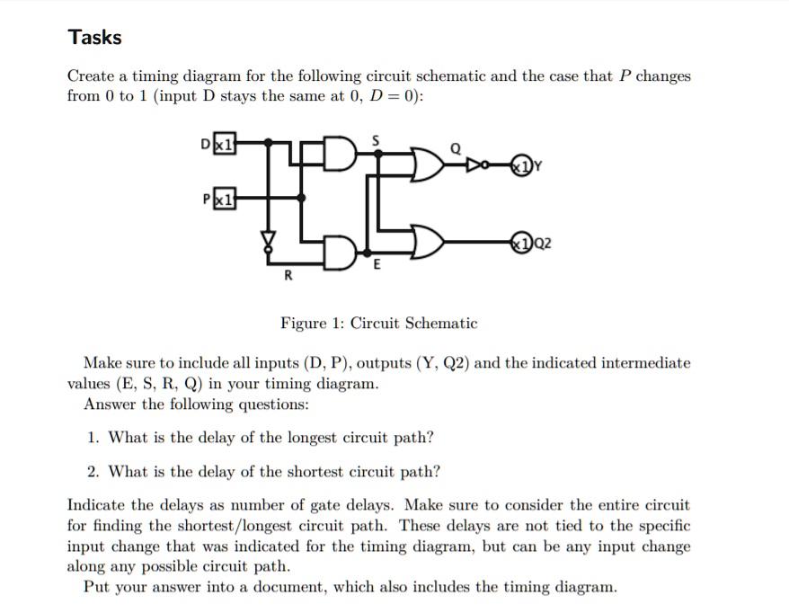 SOLVED: Drawing a Timing Diagram Based on Circuit Schematics... Tasks Create a timing diagram ...