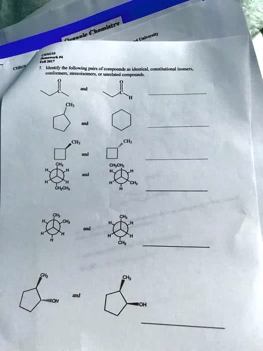 SOLVED: Inorganic Chemistry Fall 2017. Identify the following pairs of ...