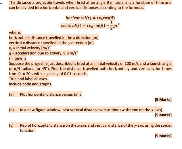 1. The distance a projectile travels when fired at an angle θ in ...