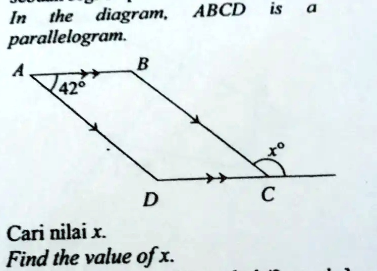 SOLVED: The diagram shows parallelogram ABCD. The measure of angle B is ...