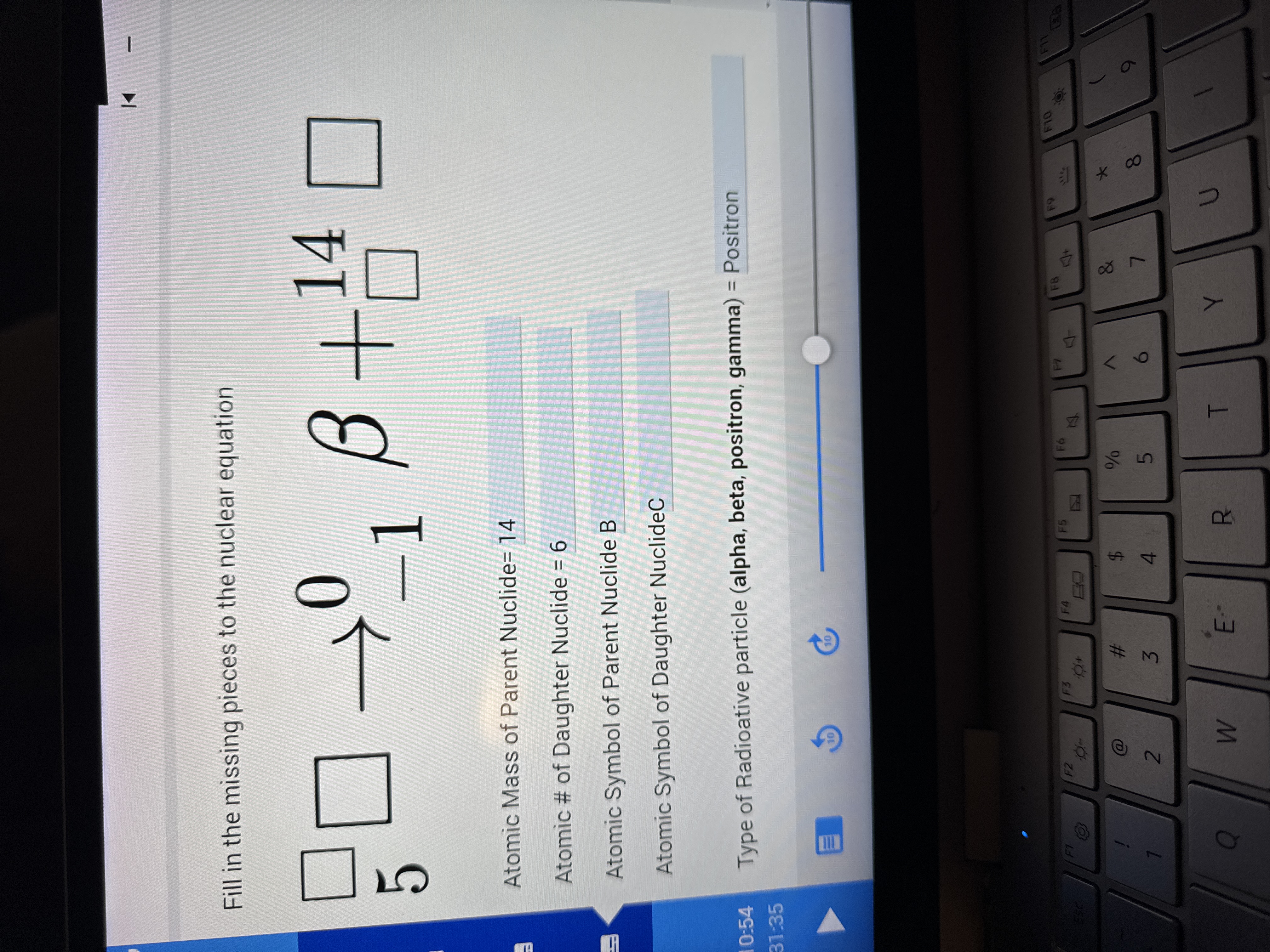 Fill in the missing pieces to the nuclear equation Atomic Mass of ...