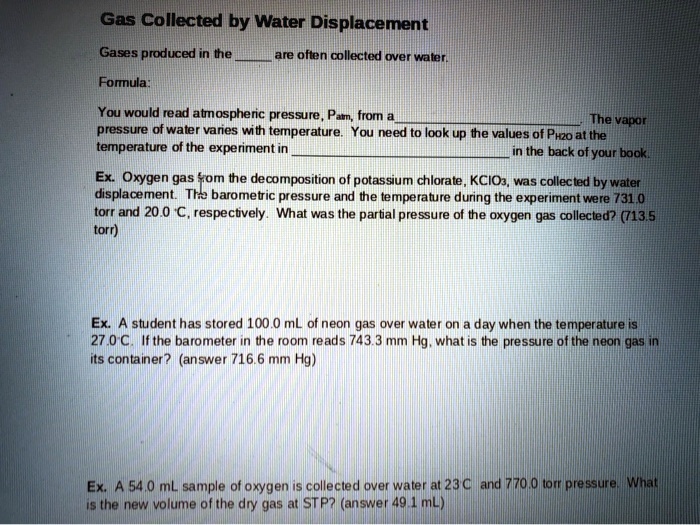 SOLVED: Gas Collected by Water Displacement Gases produced in the air ...