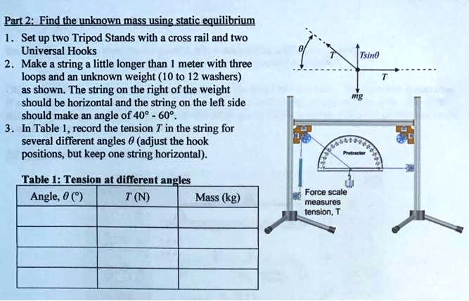 VIDEO solution: Part 2: Finding the Unknown Mass Using Static Equilibrium 1. Set up two Tripod ...