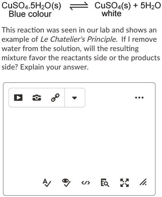 SOLVED: CuSOa SHzO(s) Blue colour CuSO4(s) + SH2O white This reaction ...
