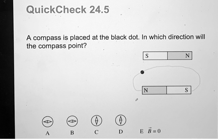 SOLVED: QuickCheck 24.5 A compass is placed at the black dot: In which ...
