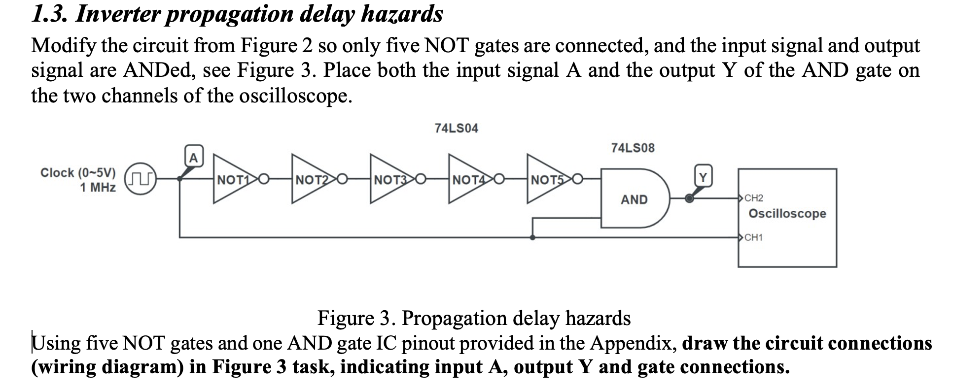 1.3. Inverter propagation delay hazards Modify the circuit from Figure ...