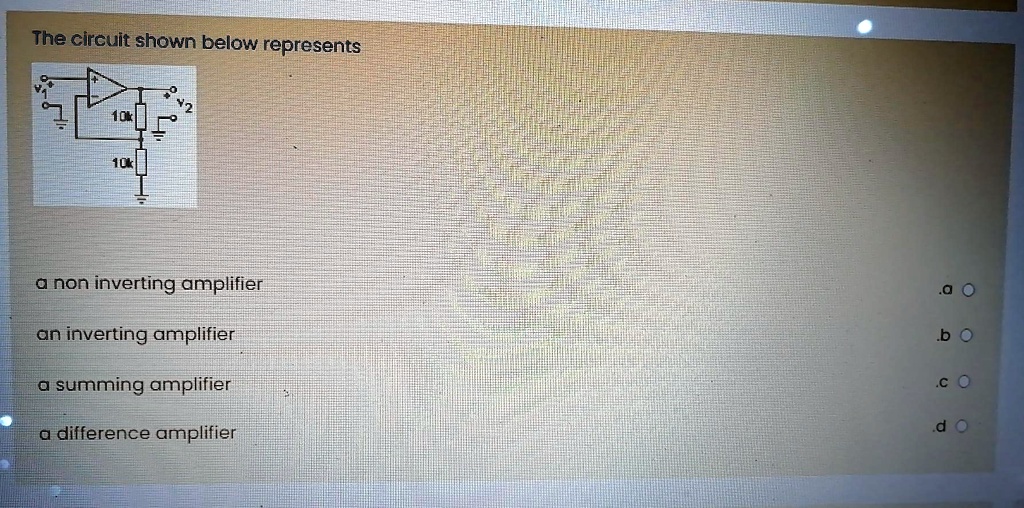 SOLVED: The circuit shown below represents a non inverting amplifier .ao an inverting amplifier ...
