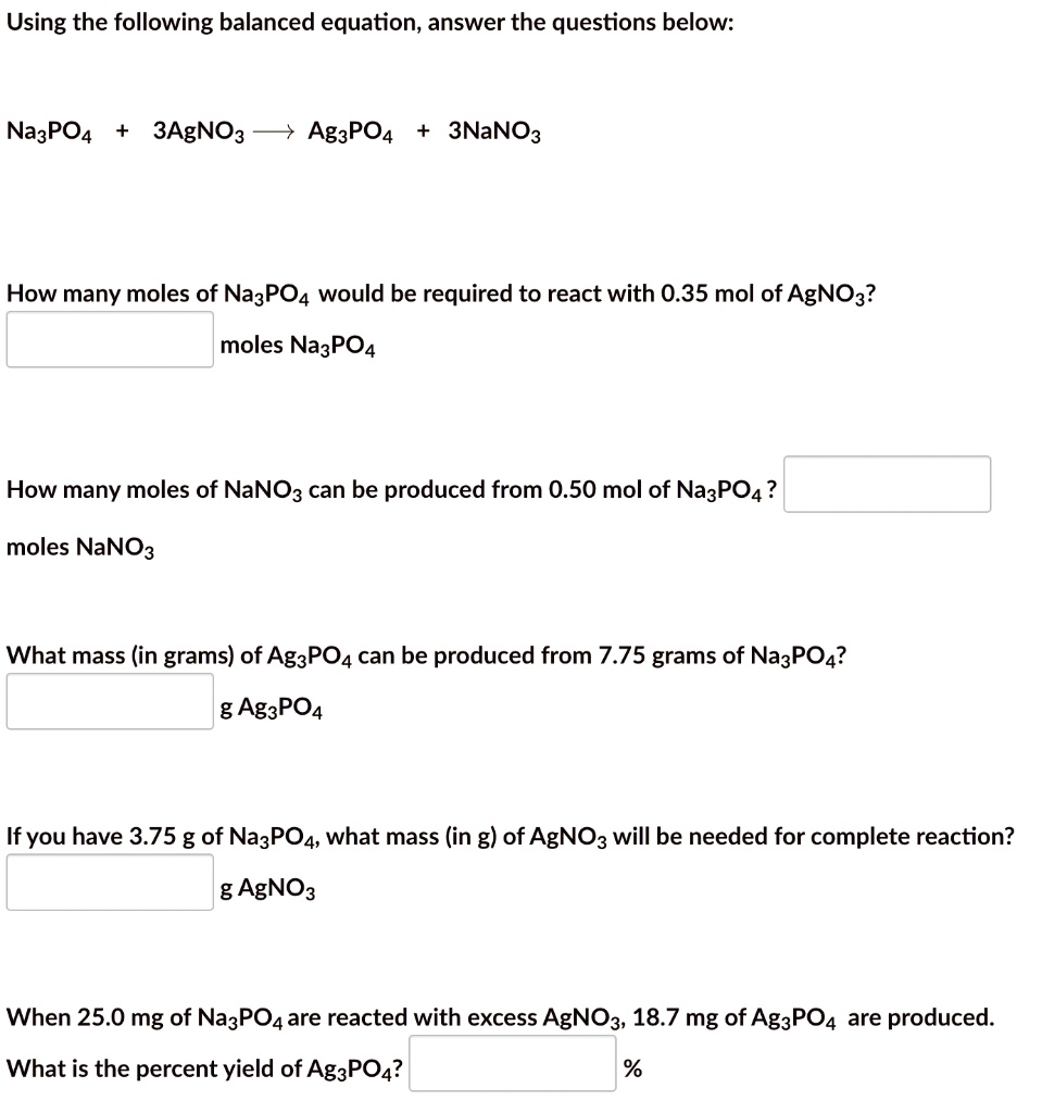 Using the following balanced equation, answer the questions below ...