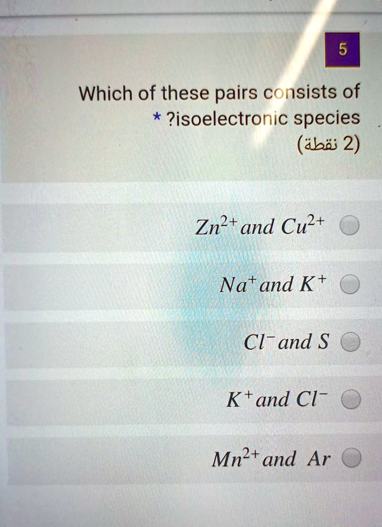 SOLVED: Which of these pairs consists of isoelectronic species? Zn2 ...