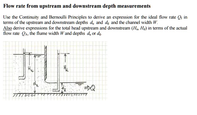 SOLVED: Flow rate from upstream and downstream depth measurements Use ...