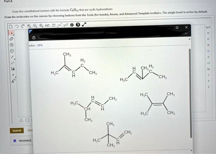 SOLVED: Draw five constitutional isomers with the formula C6H12 that are cyclic hydrocarbons ...