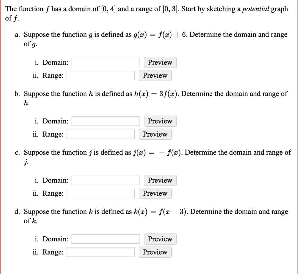Solved The Function F Has Domain Of [0 4] And A Range Of [0 3