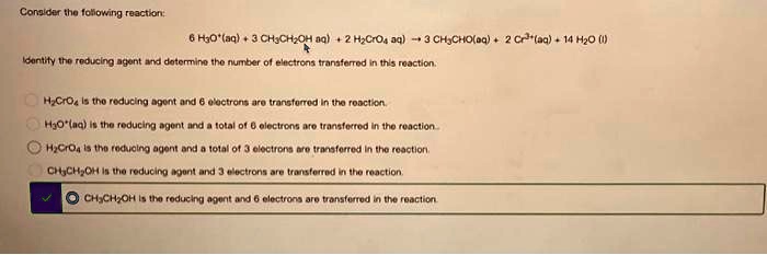 SOLVED: Texts: How does CH3CH2OH reduce oxidation? Consider the ...