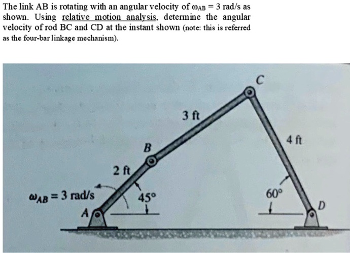 Solved The Link Ab Is Rotating With An Angular Velocity Of Ab 3 Rad S As Shown Using Relative