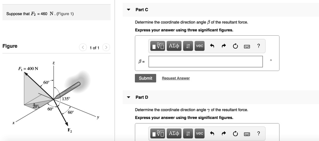 part c suppose that f2460 nfigure 1 determine the coordinate direction angle of the resultant ...
