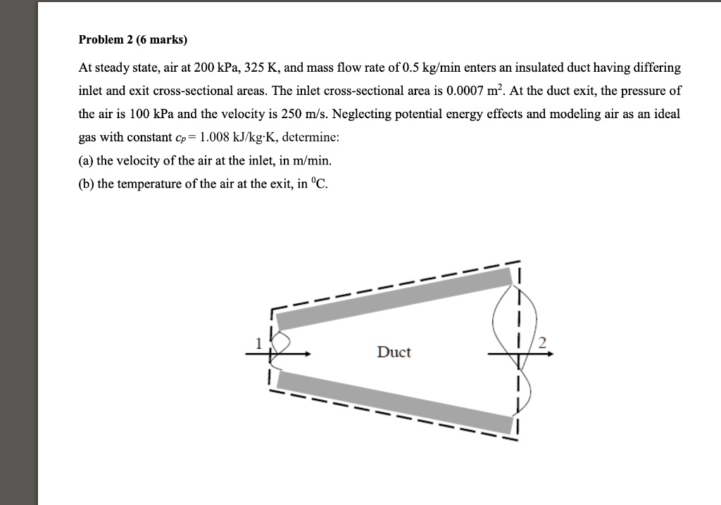 SOLVED: Problem 2 (6 marks) At steady state, air at 200 kPa, 325 K, and ...