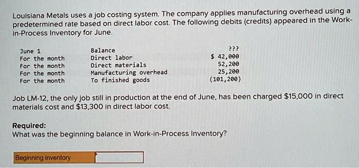 Louisiana Metals uses a job costing system. The company applies ...