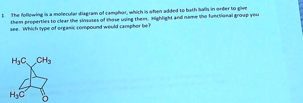 1. The following is a molecular diagram of camphor, which is often ...