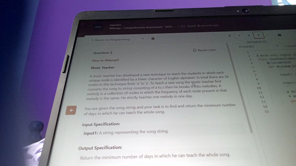 Rakshitha Mitsogo - Comprehensive Assessment - 2024... Saved: 30 seconds ago 1. Hands-On ...