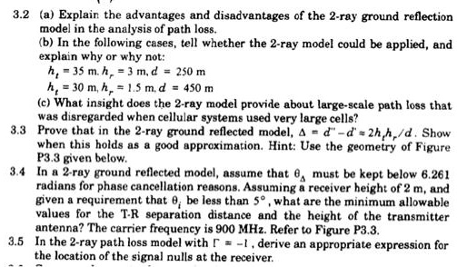 3.2 (a) Explain the advantages and disadvantages of the 2-ray ground ...