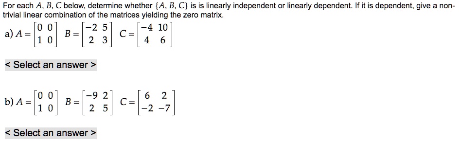 SOLVED: For each A, B, C below; determine whether A, B, C is is ...