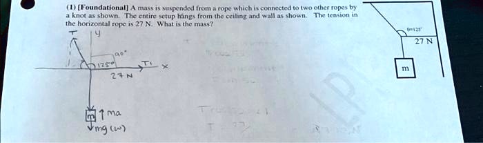 (1) [Foundational] A mass is suspended from a rope which is connected ...