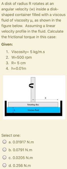 Solved A Disk Of Radius R Rotates At An Angular Velocity W Inside A Disk Shaped Container