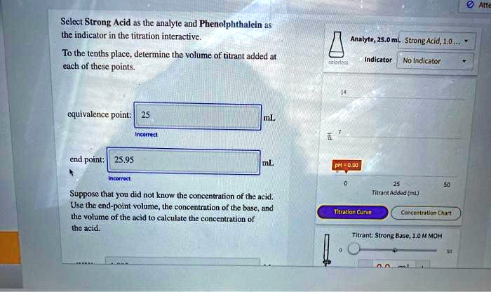 select strong acid 8 the analyte and phenolphthalein 8 the indicator in ...