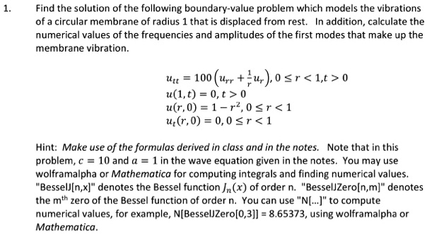 SOLVED: Find the solution of the following boundary-value problem which models the vibrations of ...