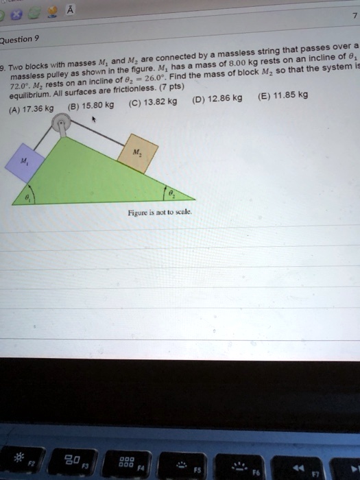 question passes over connected by massless string that are incline of 0 two blocks with masses m ...