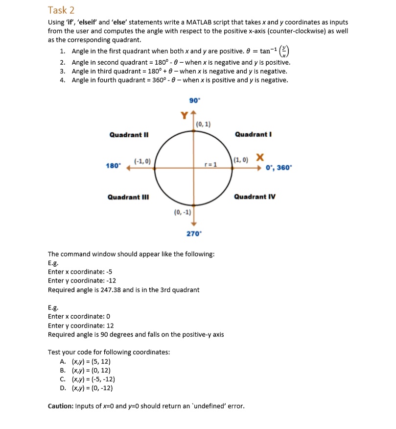 Solved Task 2 Using If Elseif And Else Statements Write A Matlab Script That Takes X 8232