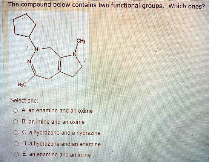 SOLVED: The compound below contains two functional groups. Which ones ...