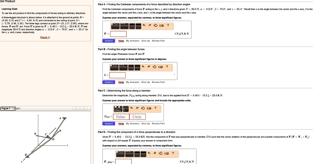 Dot Product Part A Finding The Cartesian Components Of A Force 6577
