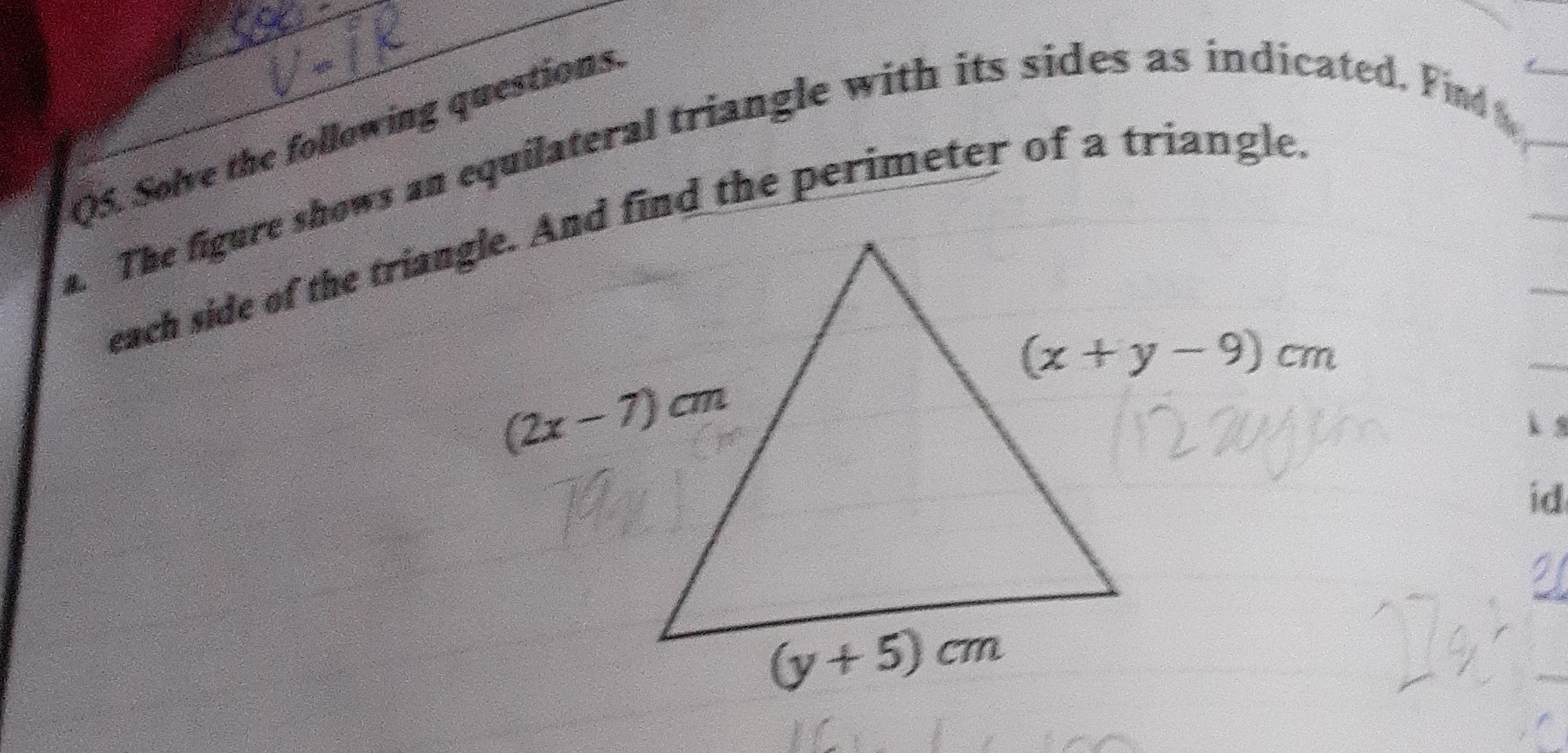 Q5. solve bhe following questions. 2. The figure show an equilateral ...