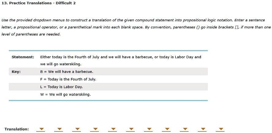 practice translations difficult use the provided dropdown menus to construct translation of the ...
