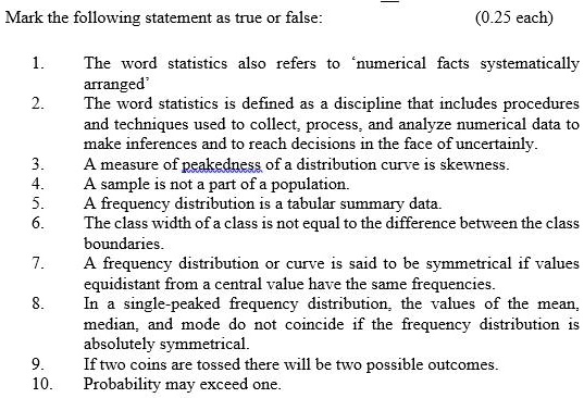 mark the following statement as true or false 025 each the wofd ...
