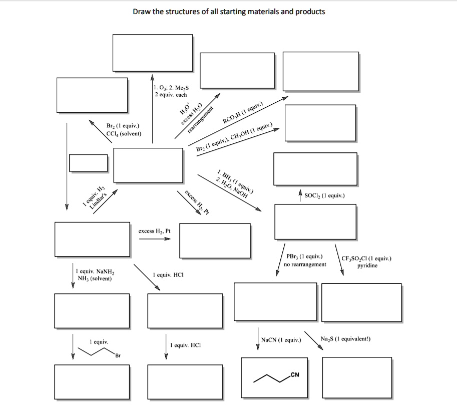 SOLVED: Draw the structures of all starting materials and products ...