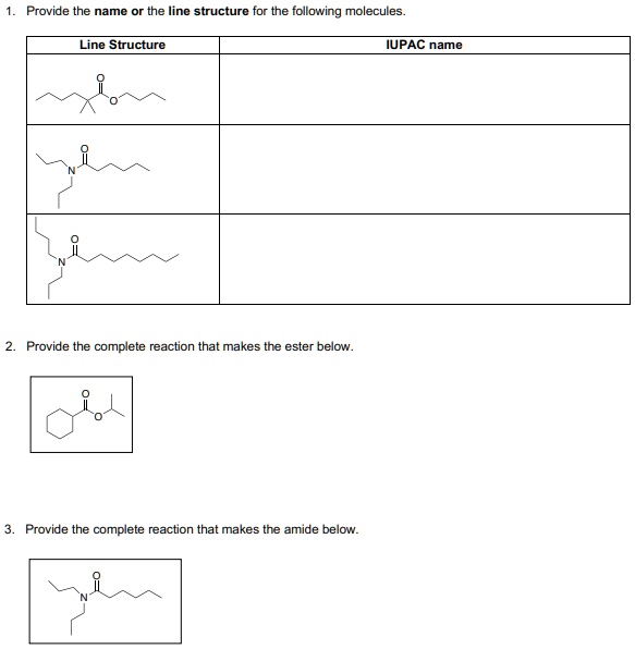 SOLVED: Provide the name the line structure for the following molecules ...
