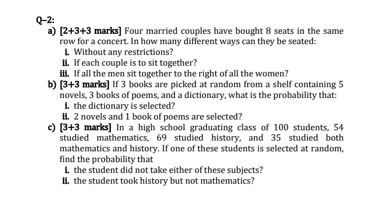 q 2 233 marks four married couples have bought 8 seats in the same row for concert in how many ...
