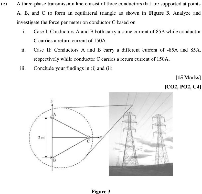 (c) A three-phase transmission line consist of three conductors that ...