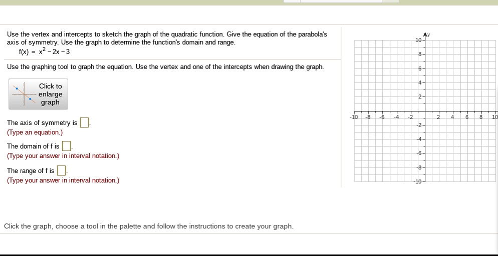 SOLVED: Use the vertex and intercepts to sketch the graph of the quadratic function Give the ...
