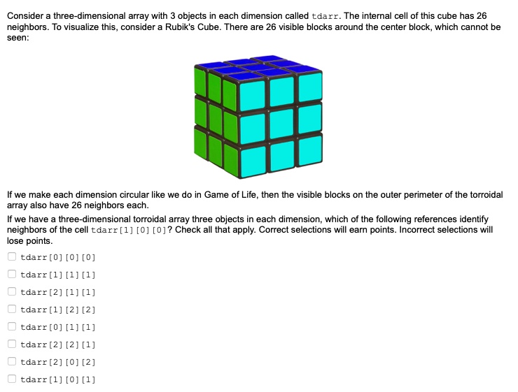 consider three dimensiona array with objects in each dimension called ...