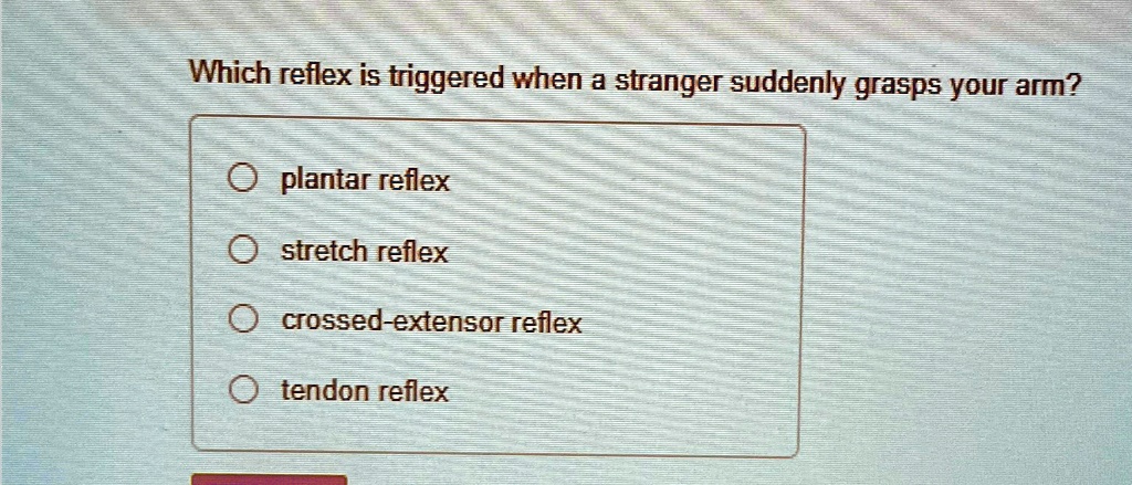 Which reflex is triggered when a stranger suddenly grasps your arm ...