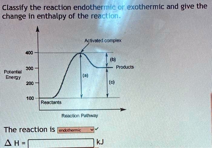 classify the reaction endothermic 0r exothermic and give the change in ...