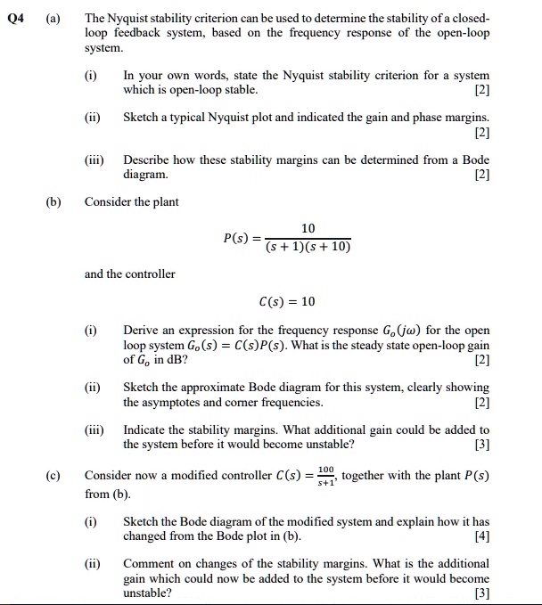 SOLVED: Please answer all parts. The Nyquist stability criterion can be ...