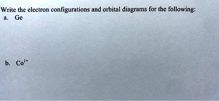 SOLVED: Write the electron configurations and orbital diagrams for the ...